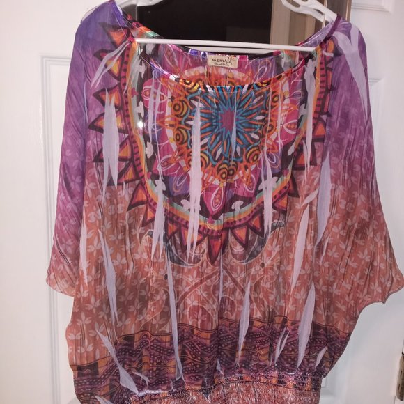 ONE WORLD | Tops | 2x Colorful Sheer Top | Poshmark